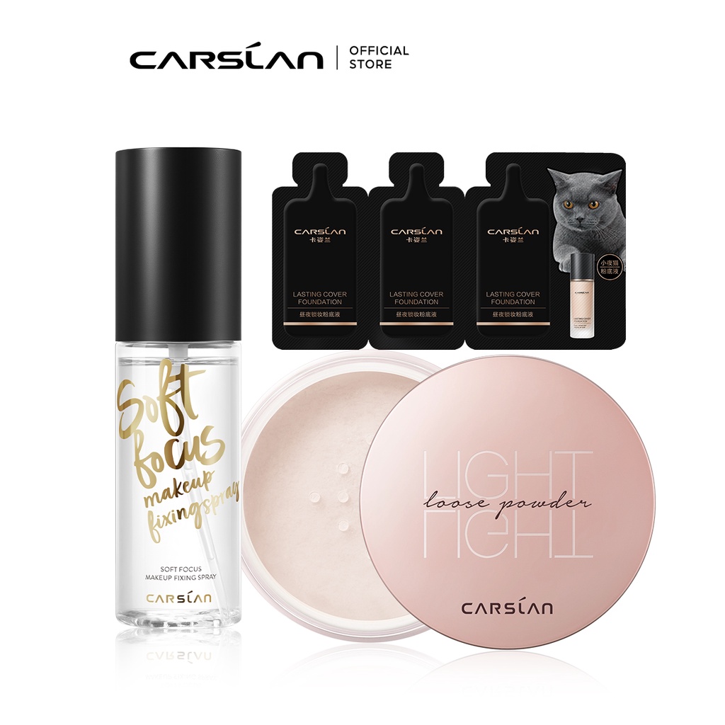 Carslan Makeup Set Loose Powder Setting Spray Liquid Foundation Gift ...