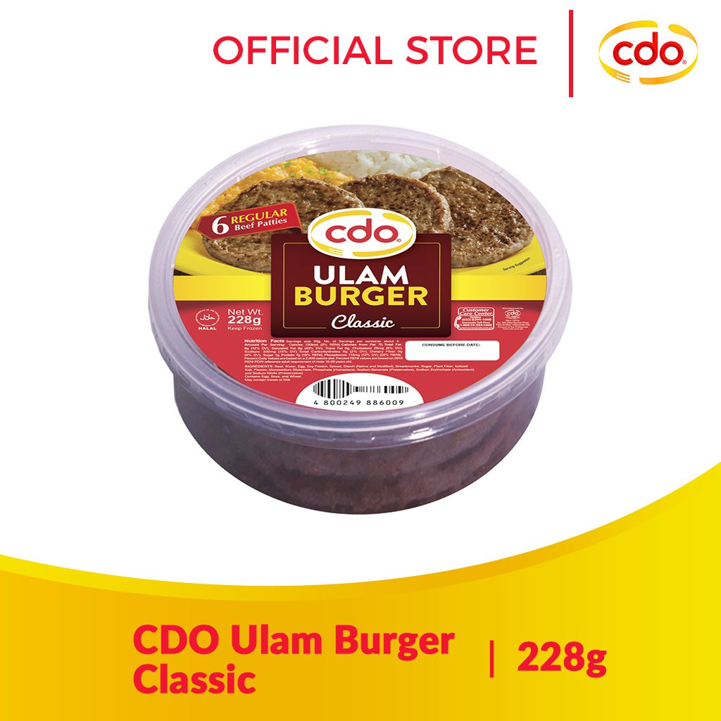 CDO Ulam Burger Classic Regular 228g | Shopee Philippines