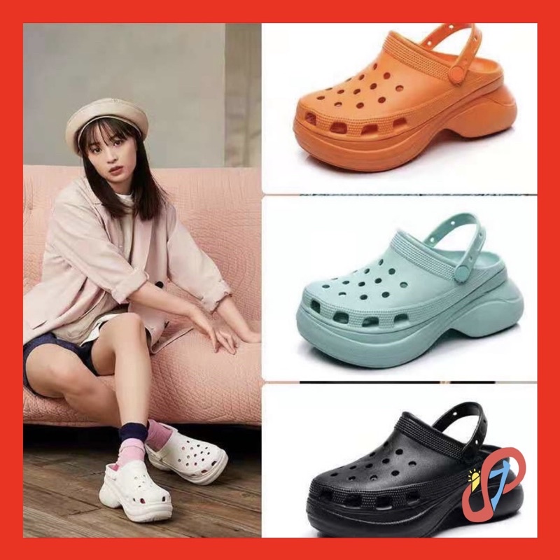 Crocs Platform Clogs For Women Chunky Durable High Wedge Heels For ...