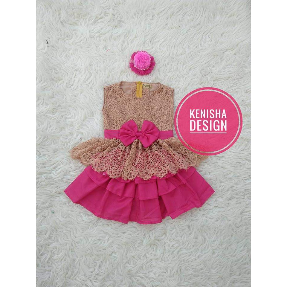 Kenisha Plain Brown Combi Fanta Dress Ages 4-5 Years | Shopee Philippines