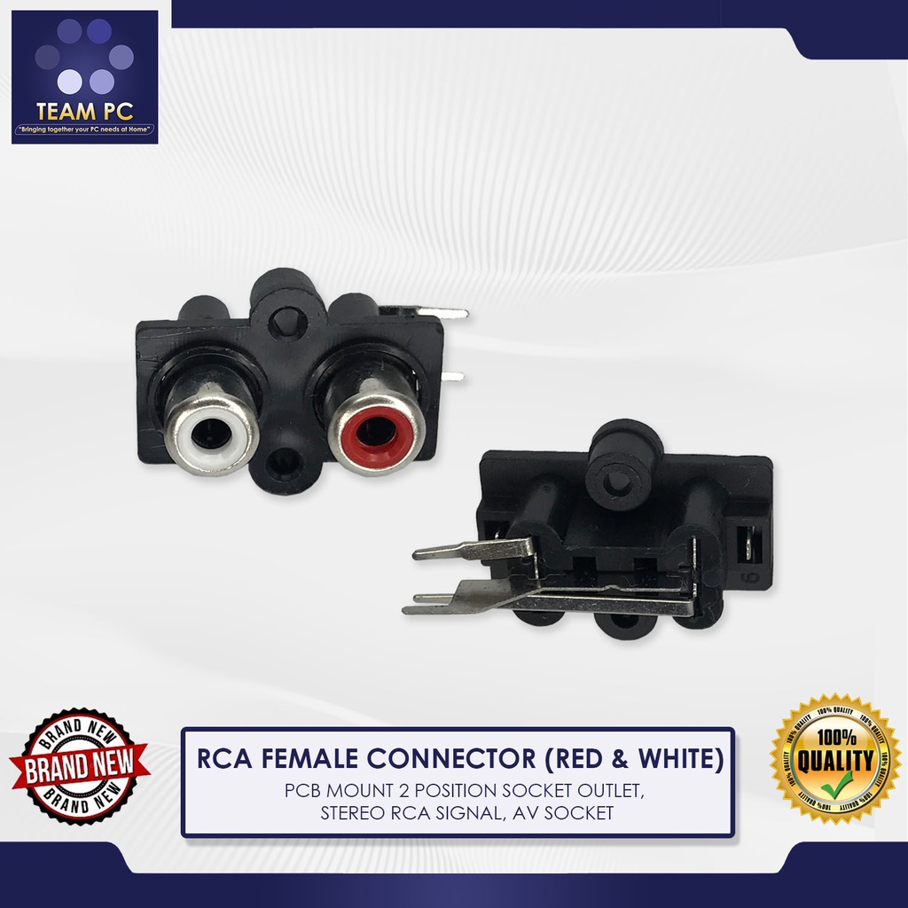RCA FEMALE CONNECTOR (RED & WHITE), PCB MOUNT 2 POSITION SOCKET OUTLET ...