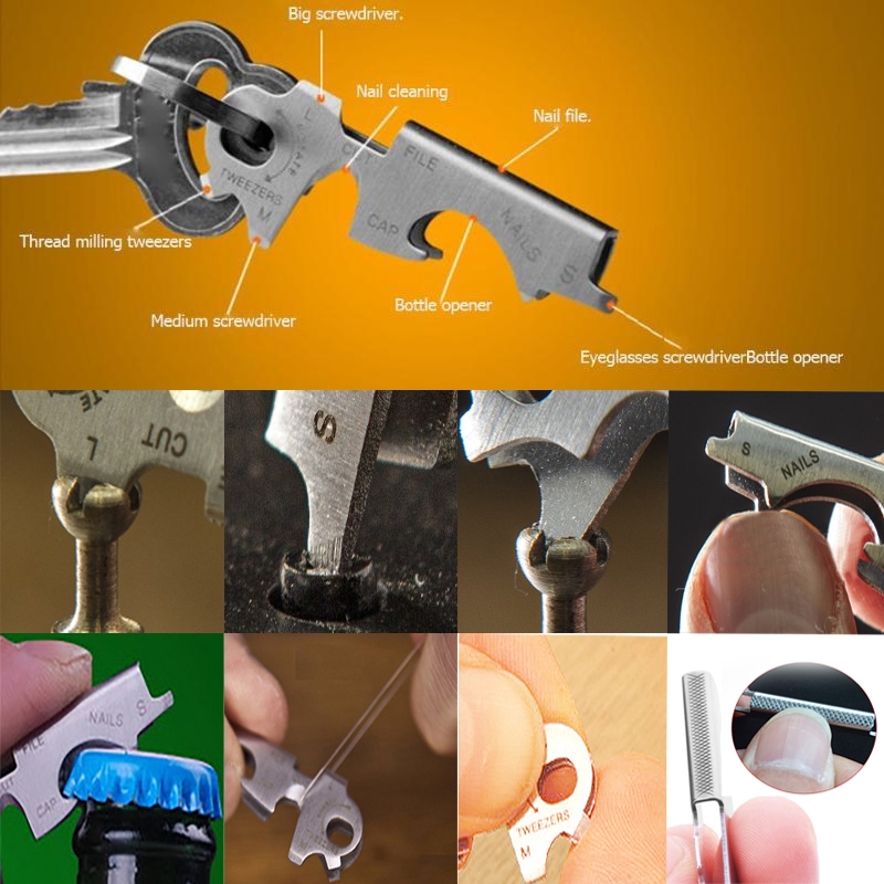 8 tool in 1 key ring keychain clip multi multitool multipurpose ...