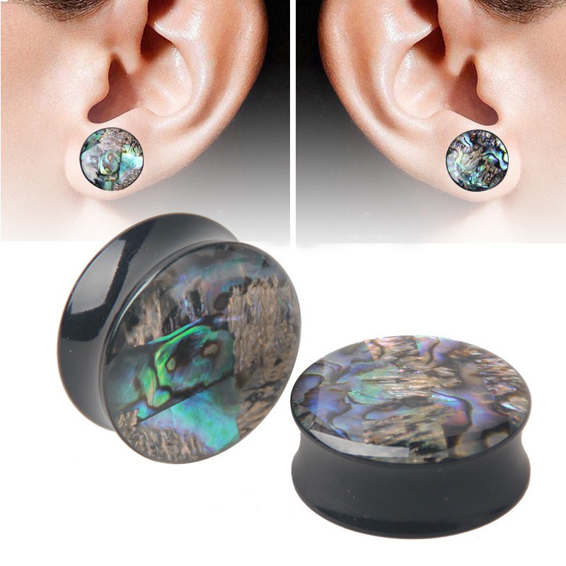 PAIR ACRYLIC ABALONE SHELL EAR PLUGS GAUGES FLESH TUNNELS | Shopee ...