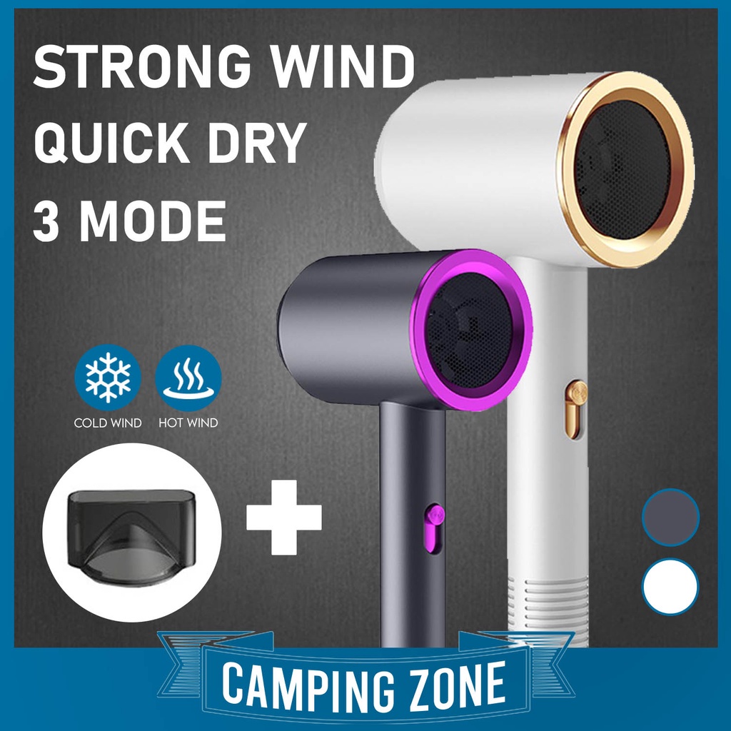 MINI HAIR DRYER BLOWER 3 MODE PORTABLE STRONG QUICK DRY WIND BLUE RAY ...