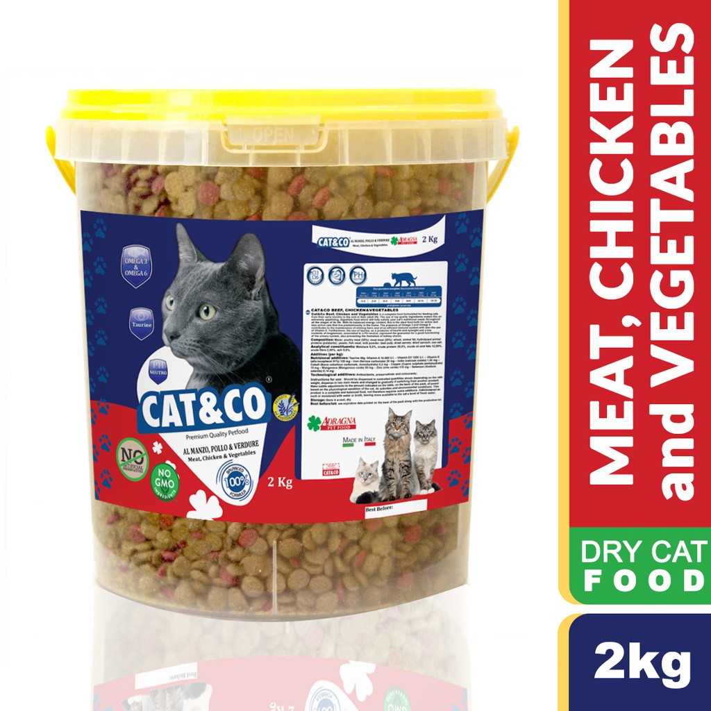 Cat&Co Premium Cat Food MEAT, CHICKEN & VEG 2kg (Made in Italy) Cat ...
