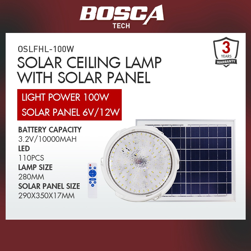 BOSCA Solar Ceiling Lamp Solar Light Ceiling light 28CM BLS-26 100W ...