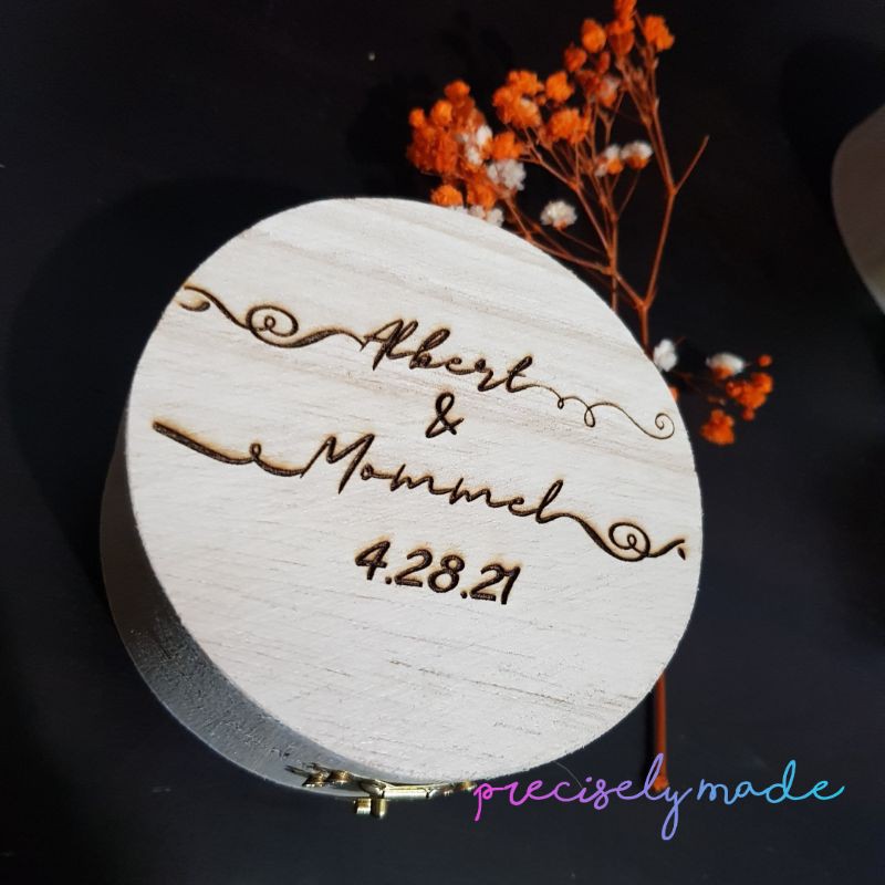 Personalized Wooden Wedding Ring and Arrhae Rustic Box - ENGRAVED ...