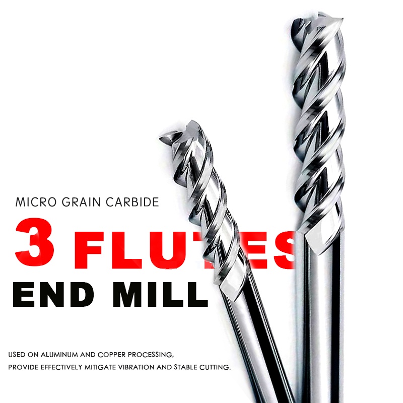 Vsharp 3 Flutes Carbide End Mills for Aluminum Upcut CNC Spiral Router ...