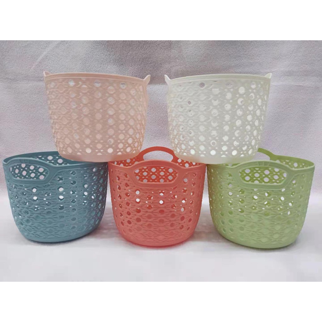 High Quality Round Plastic Basket Organizer with Handle | Shopee ...