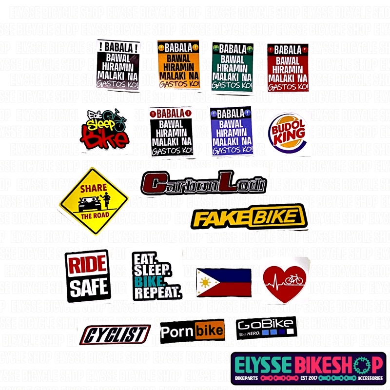 Assorted 14pcs Set Bicycle Motorcycle MEMES Decals/Sticker | Shopee ...