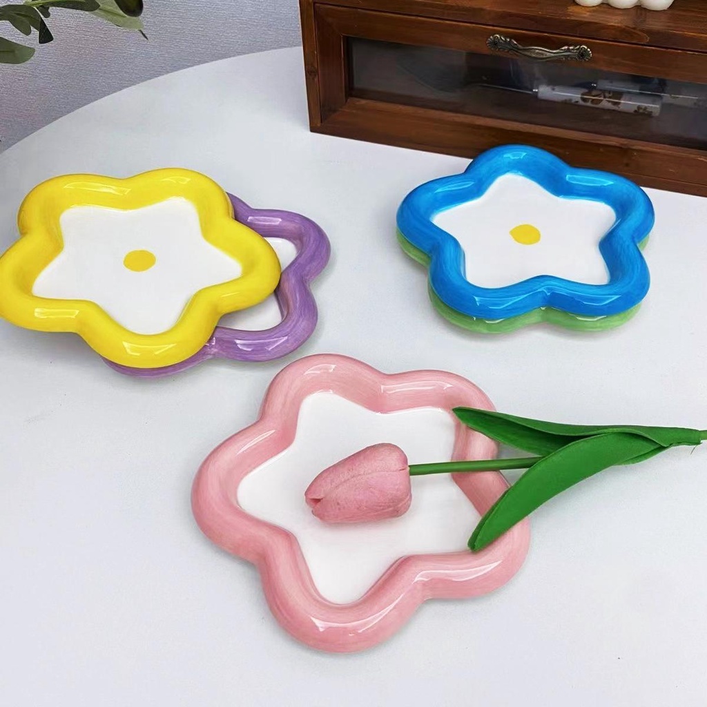 Ceramic Plate Korean ins Style Hand-Painted Cute Fat Toot Frangipani ...