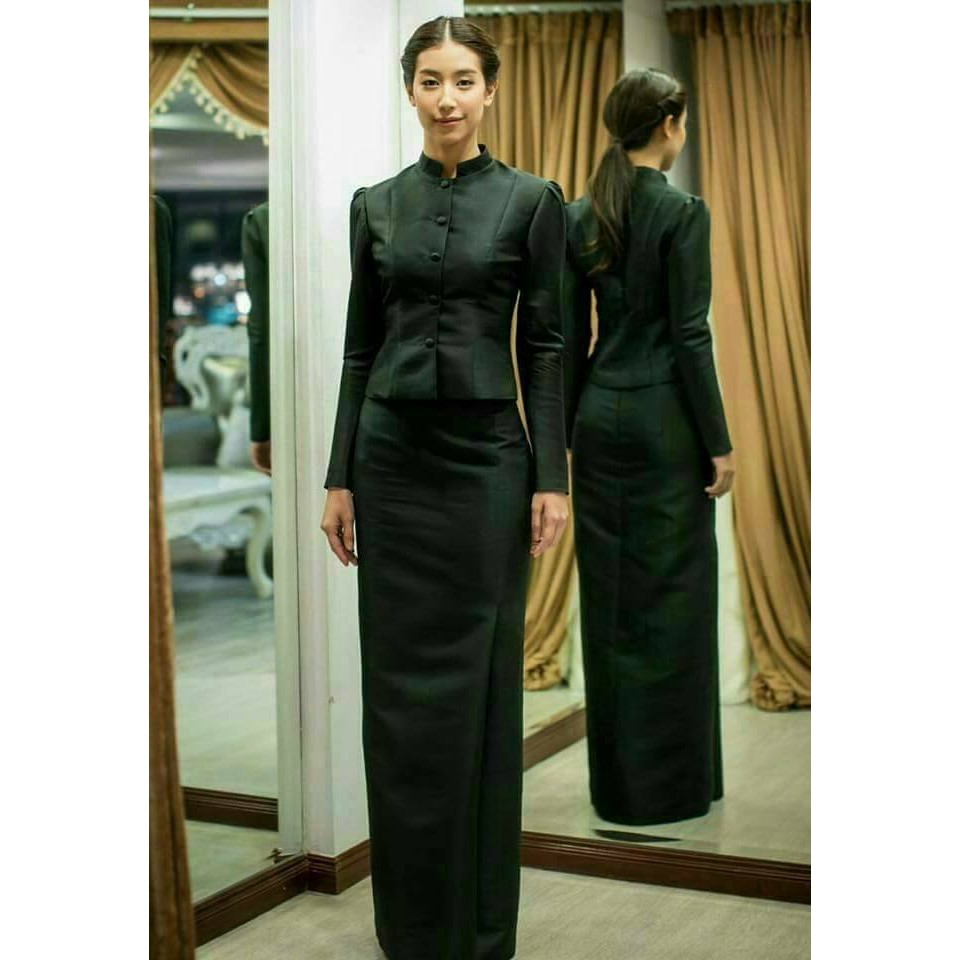 Thai Chitralada Dress In Black Color Neat Work With Lining 2sister ...