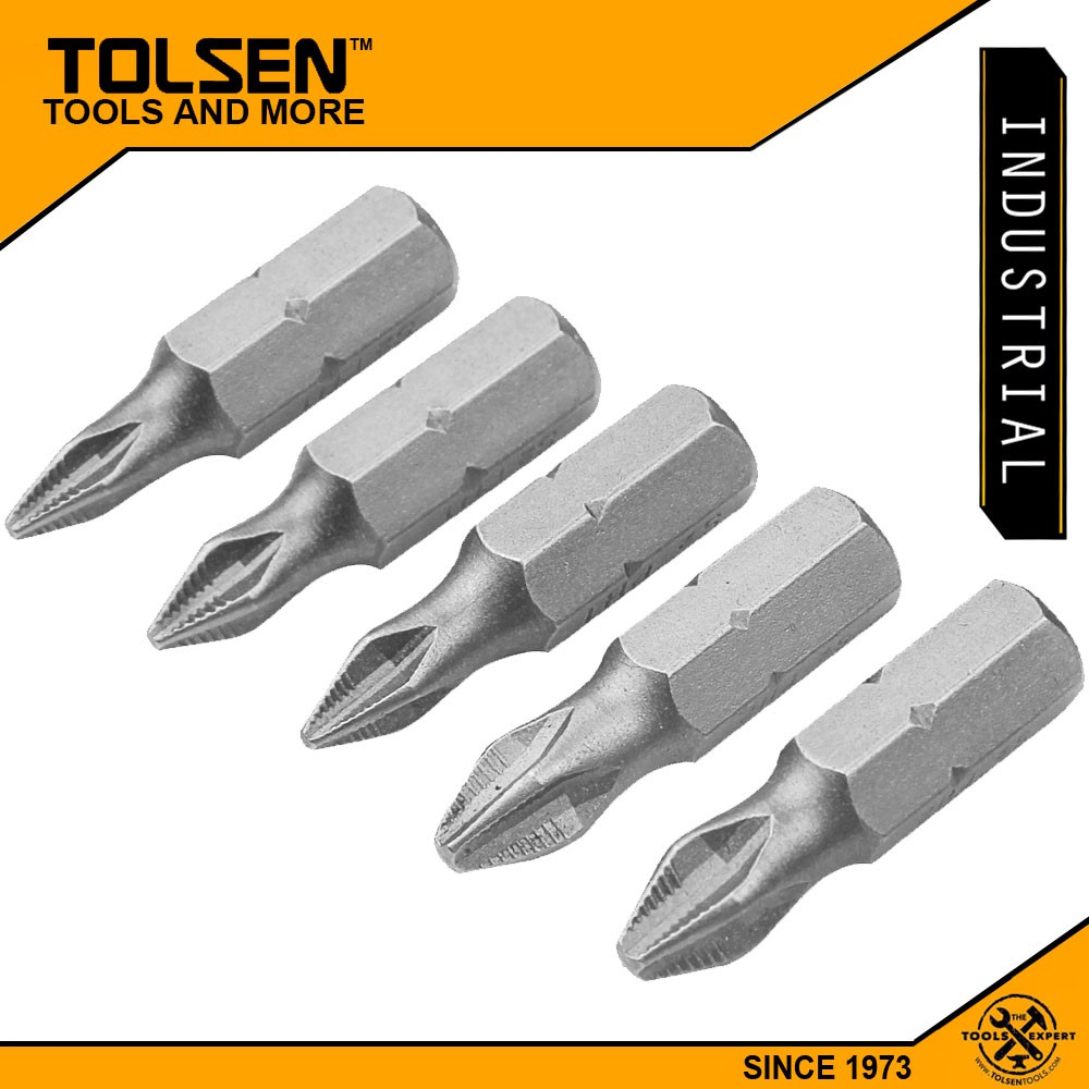 Tolsen Industrial 5pcs Screwdriver Bit Set (PH0 - PH3x25mm) 20286 ...