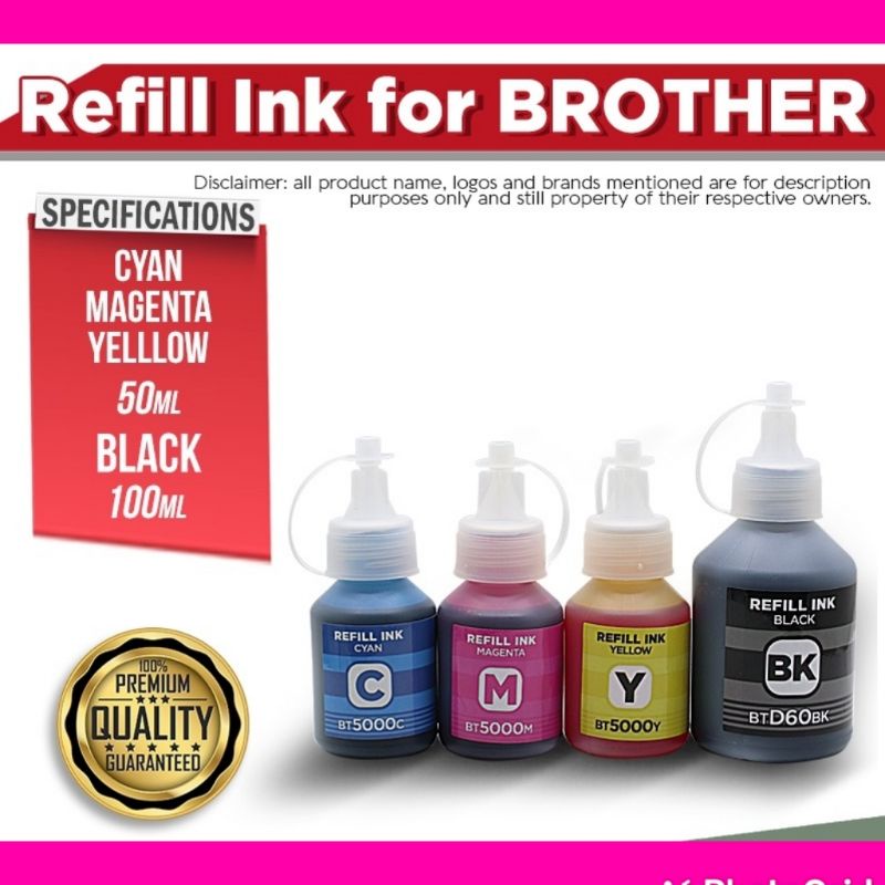 BROTHER REFILL INK FOR T300 T310 T500W T510W T700 T710W | Shopee ...