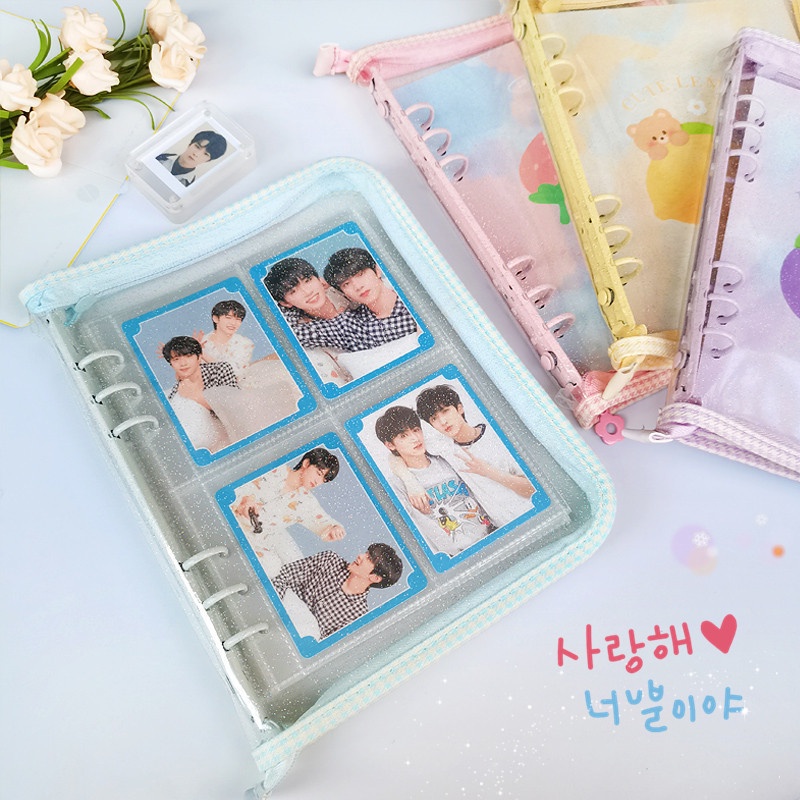 【New A5 Grid Color Zipper Binder】Korean Ins Glittering Transparent ...