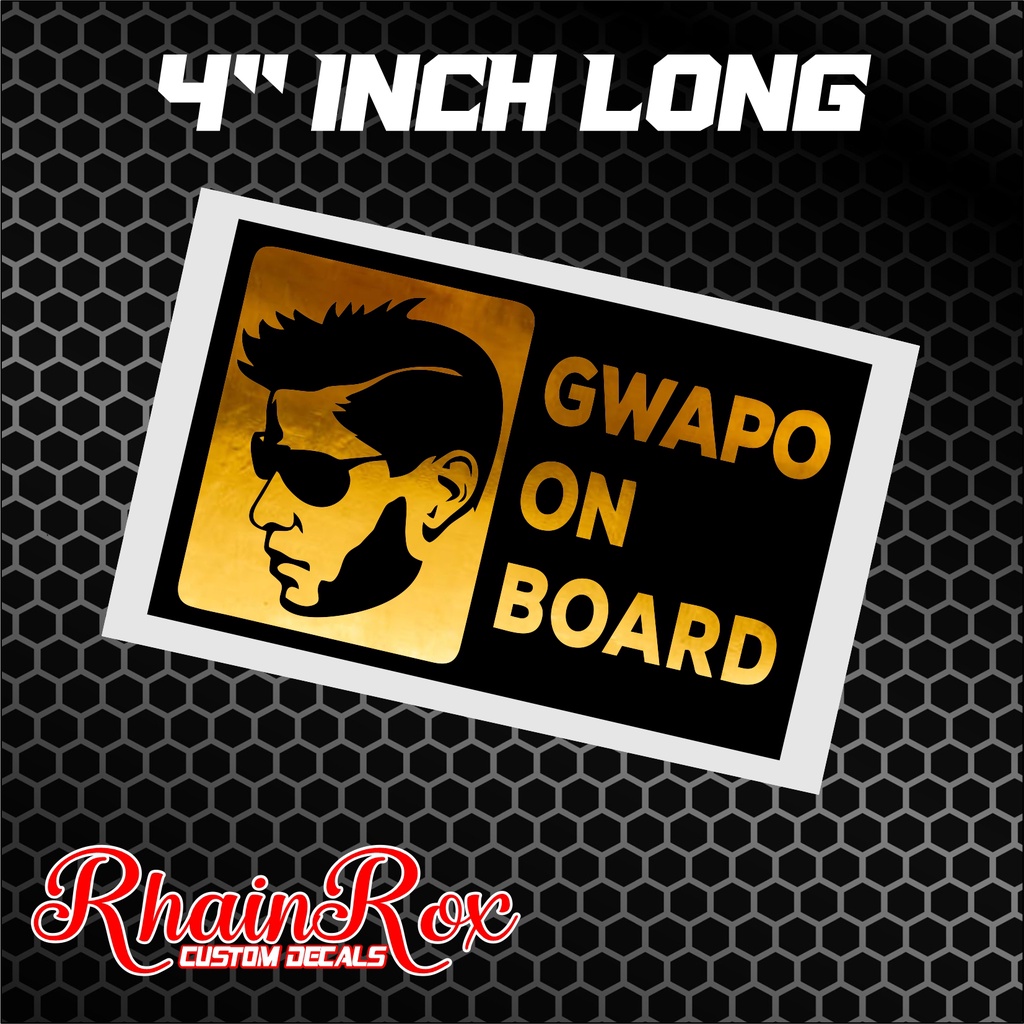 gwapo onboard diecut sticker with black layer 4inch long waterproof ...
