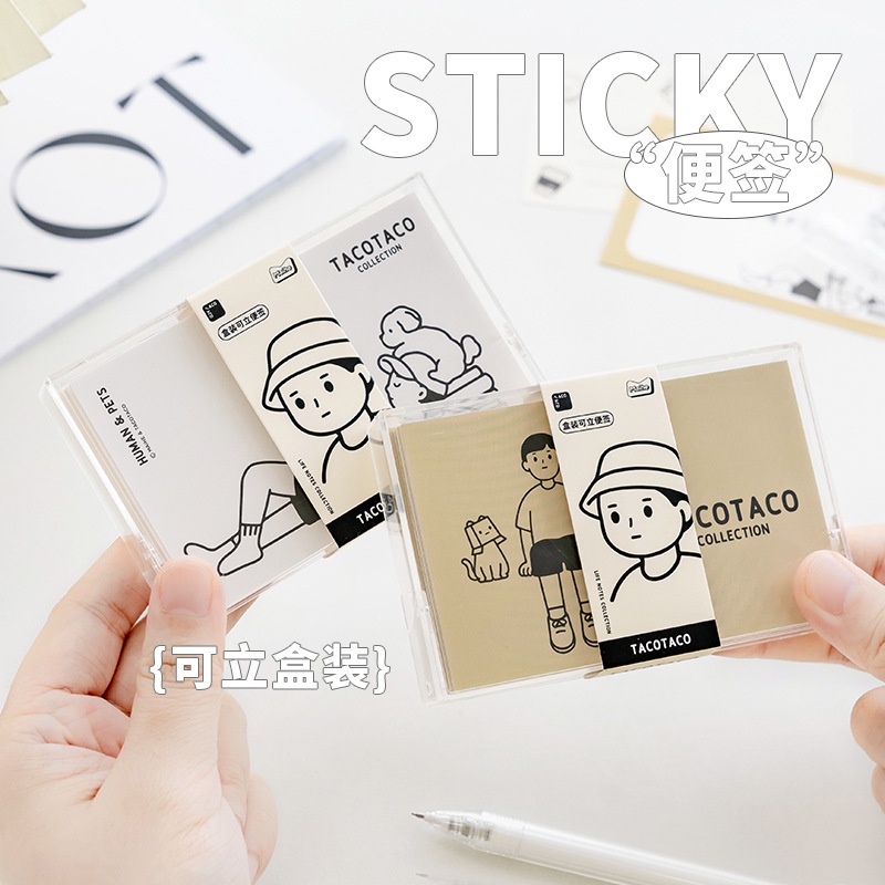 100 Sheets/box Taco Comic Cartoon Character Tape Box Note Can Stand ...