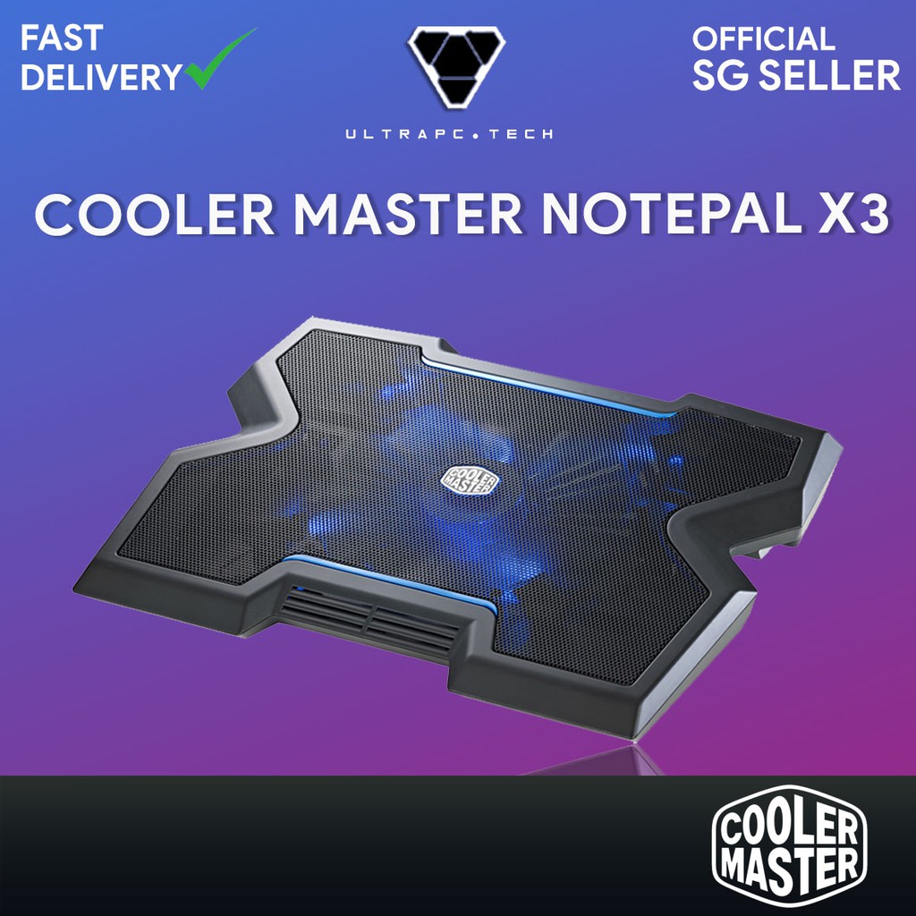 Cooler Master NotePal X3 Laptop Cooling Pad Silent 230mm Blue LED Fan ...
