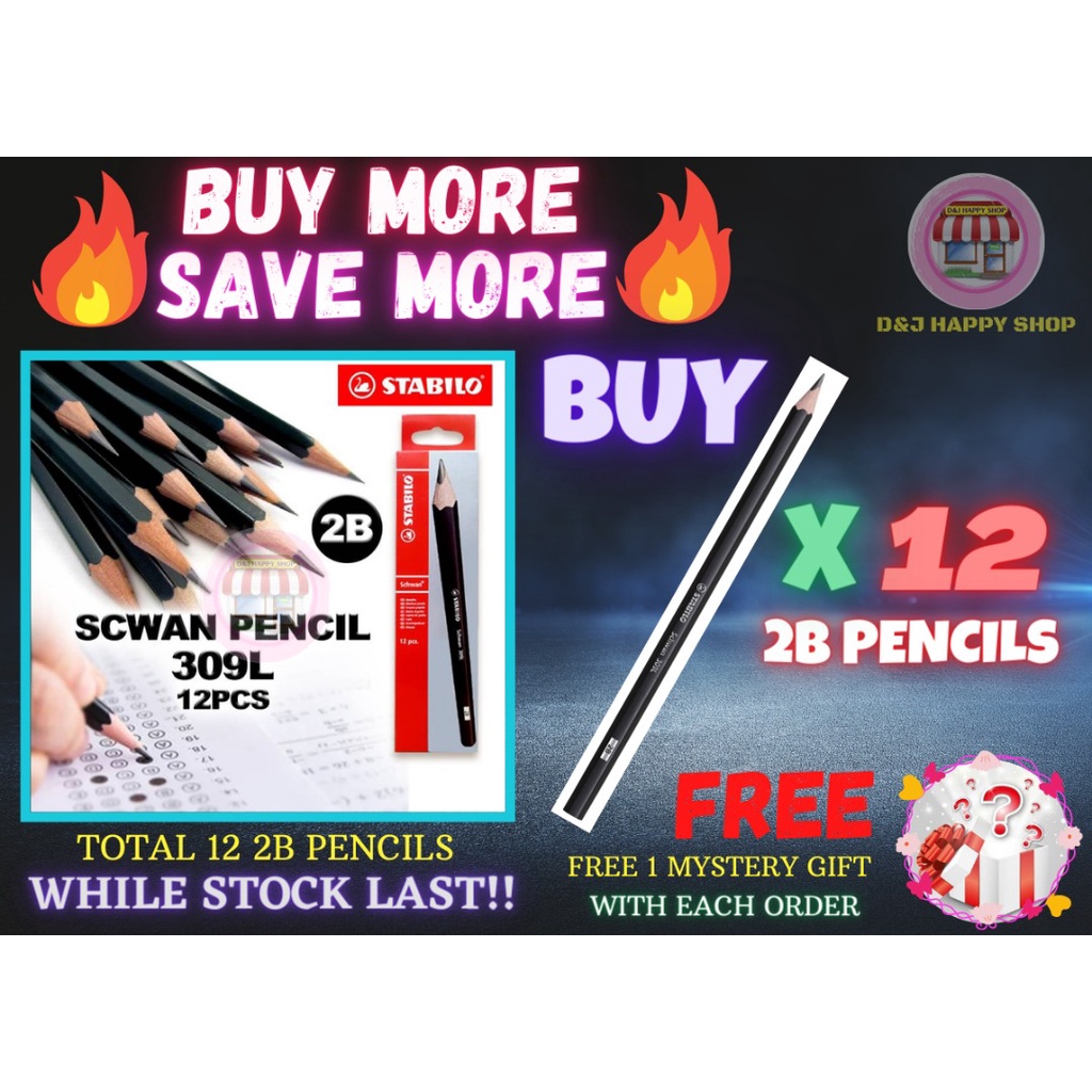 Stabilo Normal Graphite 2B Pencil / Pensil 2B - 12pcs/box (309L ...