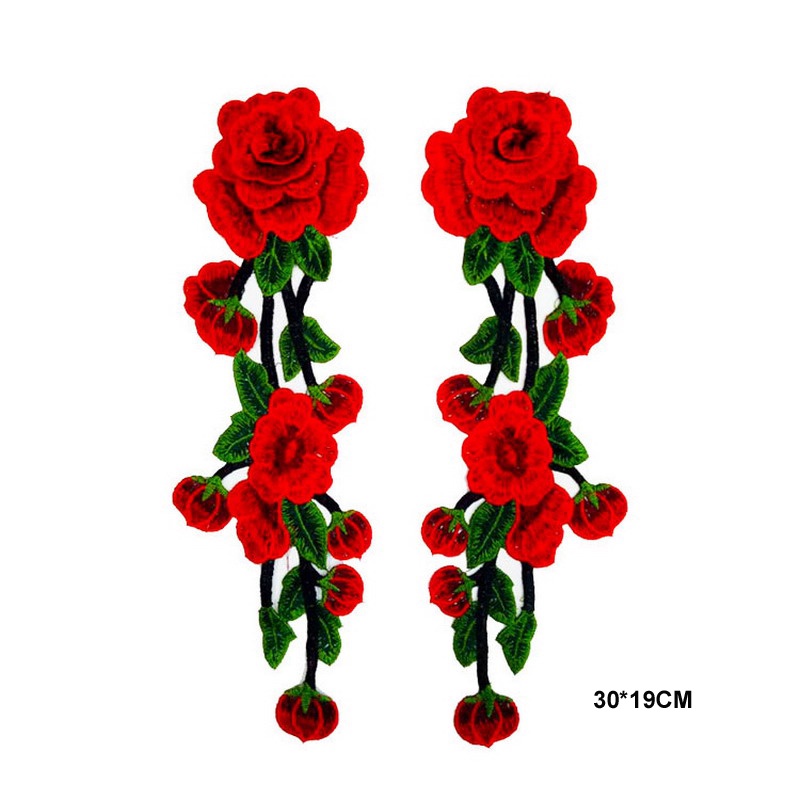 2pc/Set Embroidery Rose Flower Patch Applique diy Crafts for Jeans Hat ...