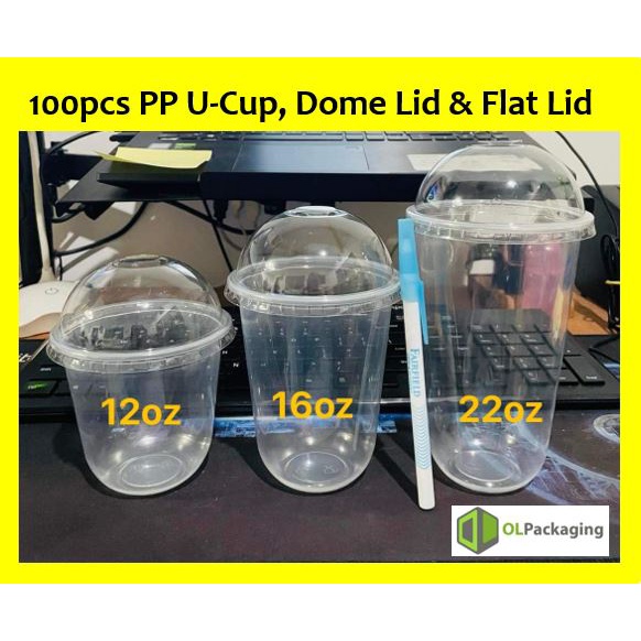 50/100pcs 95mm PP Milk Tea U-cup, Strawless Lid, Dome Lid, Flat Lid ...