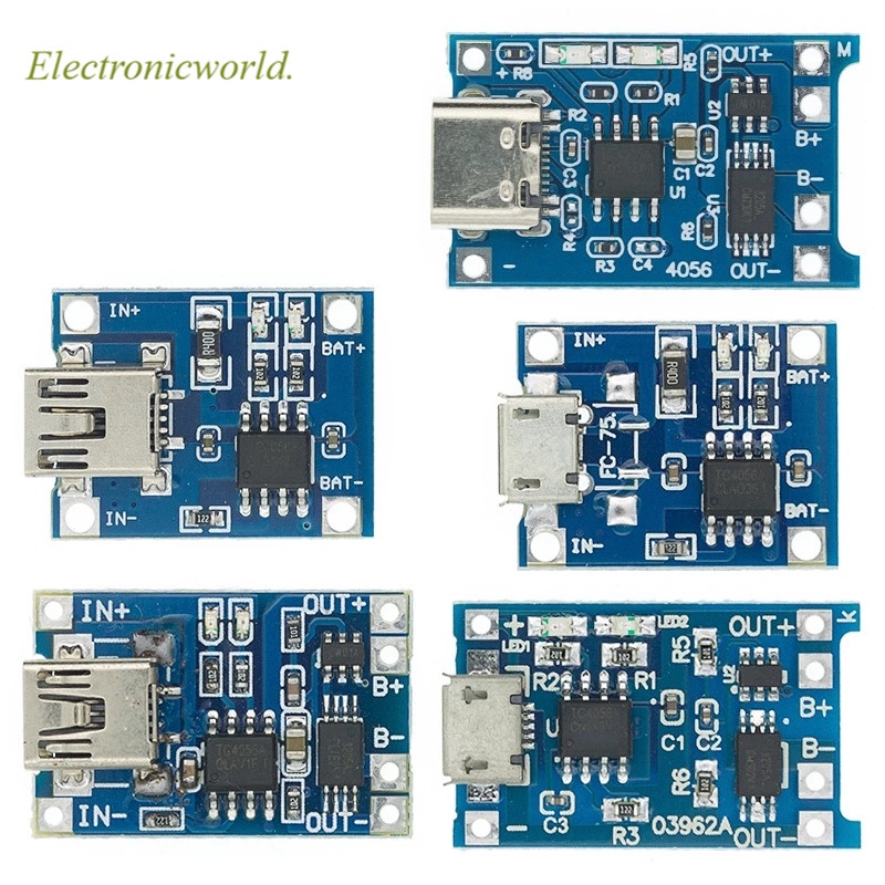 Micro USB 5V 1A 18650 TP4056 Lithium Battery Charger Module Charging ...