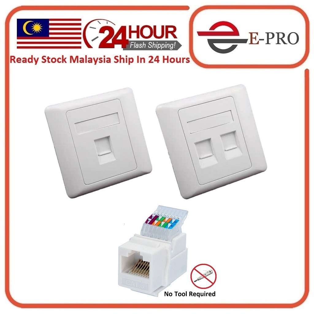 CAT5E/CAT6 1Port 2 Ports Faceplate Data Wall Socket Outlet Face Plate ...