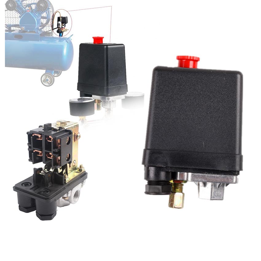 220V Air Compressor Pressure Switch Valve 90-125PSI 1/4 Port Heavy Duty ...