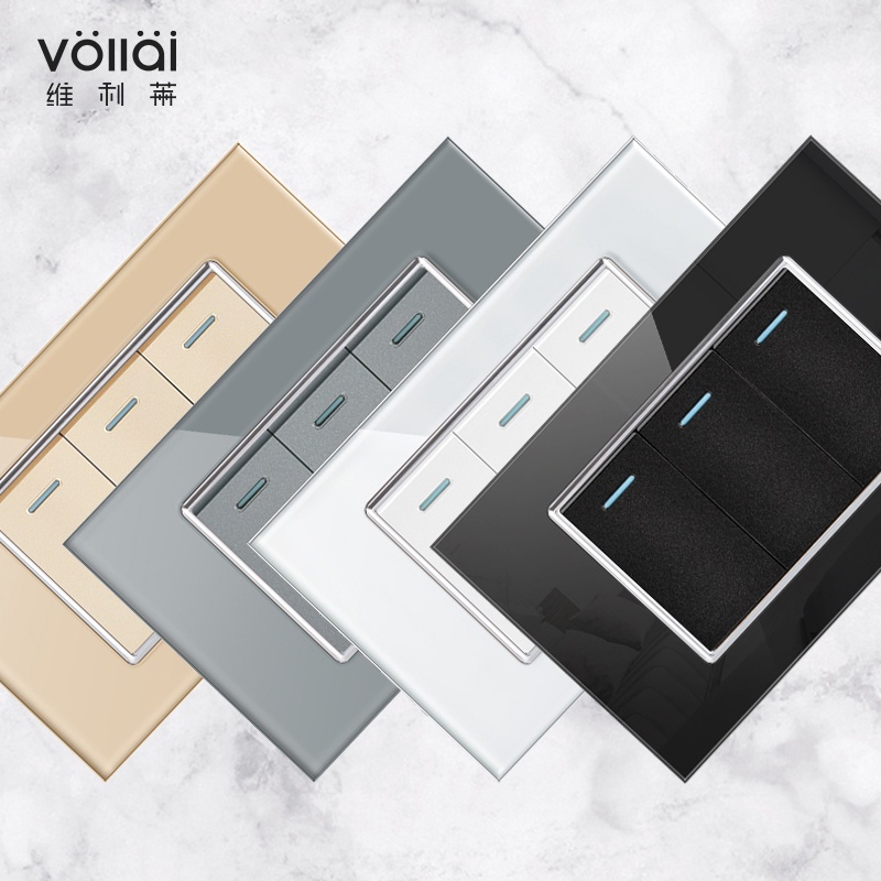 Vollai wall light switch for house 3 Gang 1/2 way electrical switch ...