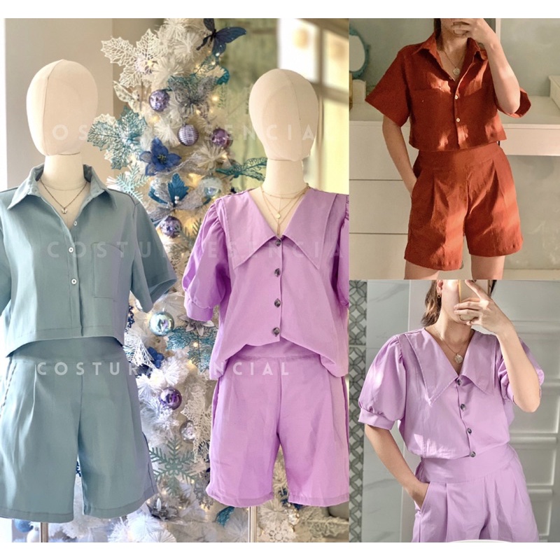 Costura Coordinates ( Collared Puff/ Cropped Polo Top & Bermuda Shorts ...