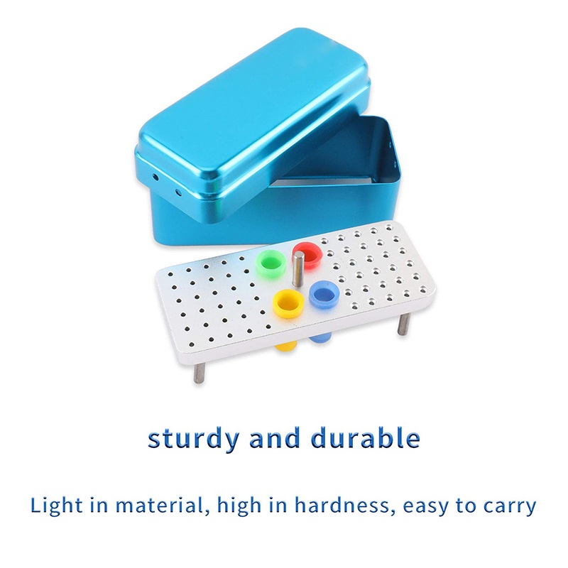 60 Holes Dental Bur Blocks with Cover Autoclavable, Aluminum Burs Case ...
