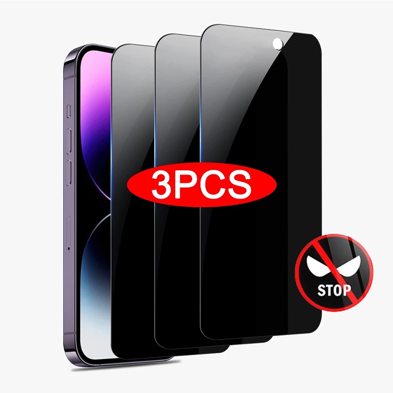3pieces Anti Spy Tempered Glass Privacy Screen Protector Protective ...
