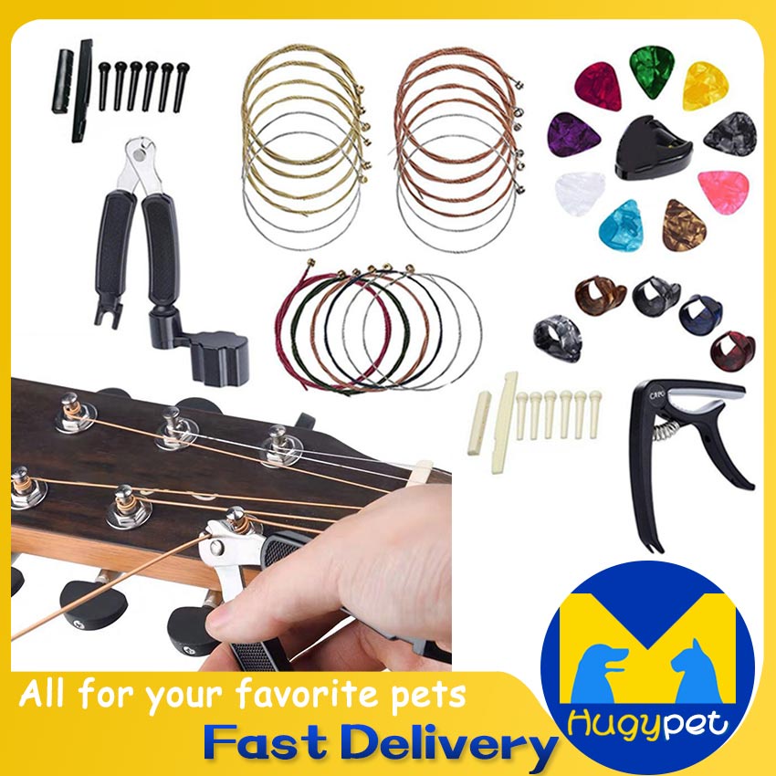 Guitar Strings Change Kit Guitar Tuner Restring Tool Bridge Pins ...