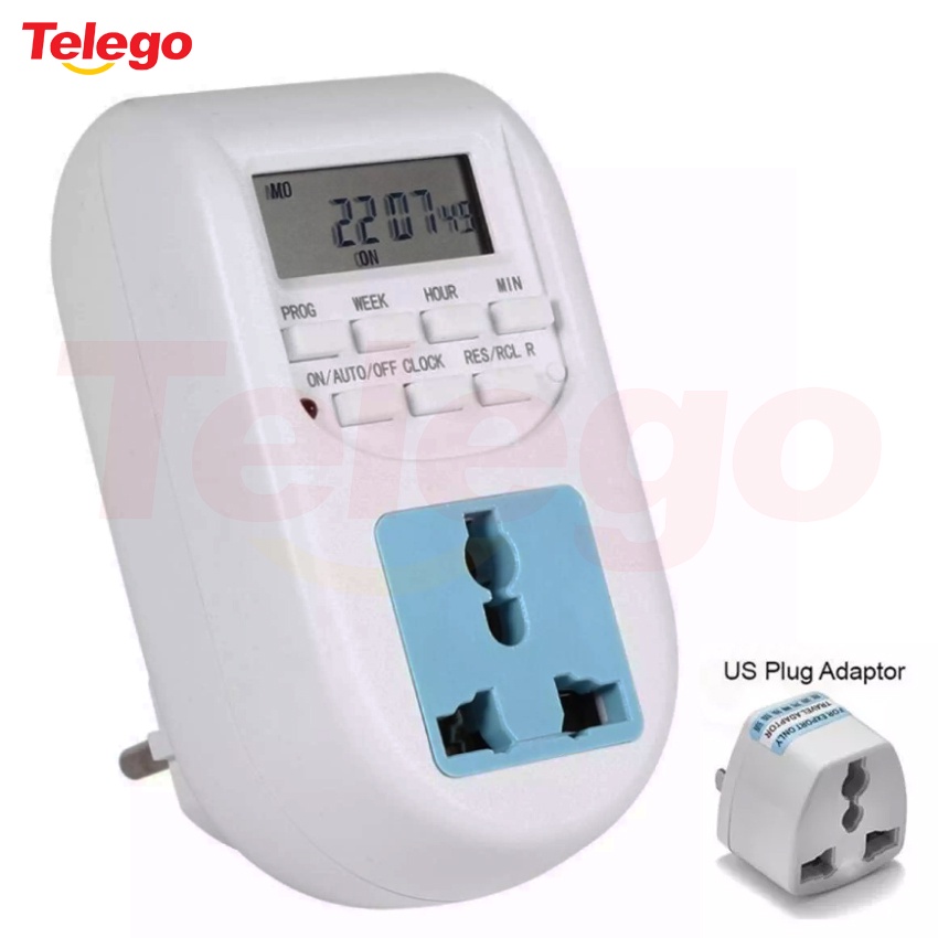Telego Digital Timer AL-06 Electronic Digital Mains EU/US Plug In Timer ...