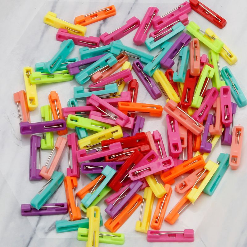 BST 100Pcs Mixed Scarf Safety Pin Hijab Brooch Safety Locking Baby ...
