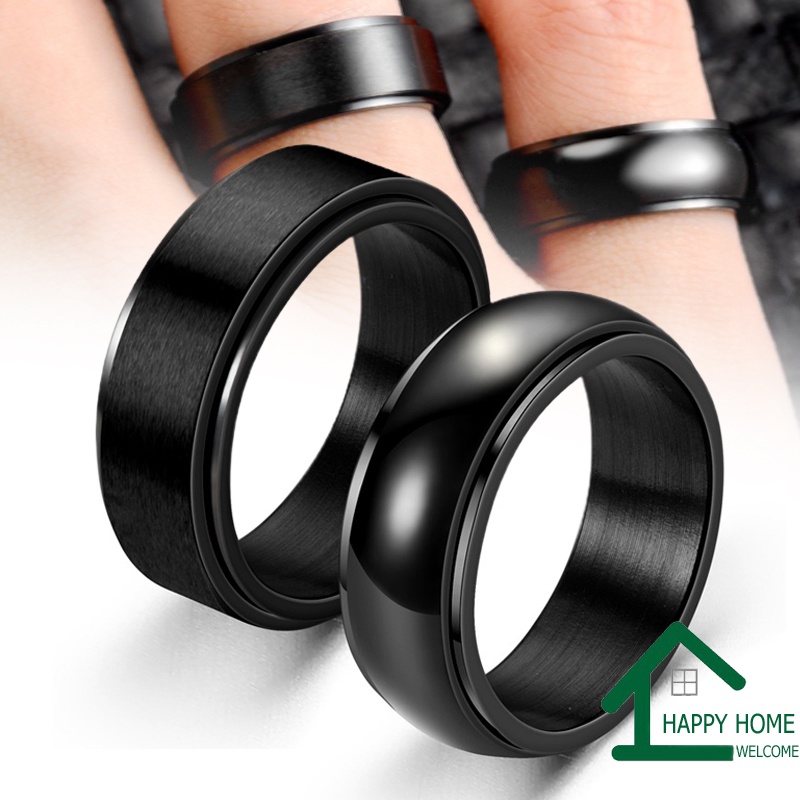 Turning Fidget Ring Anti Anxiety Finger Decor Toy Titanium Steel Punk ...