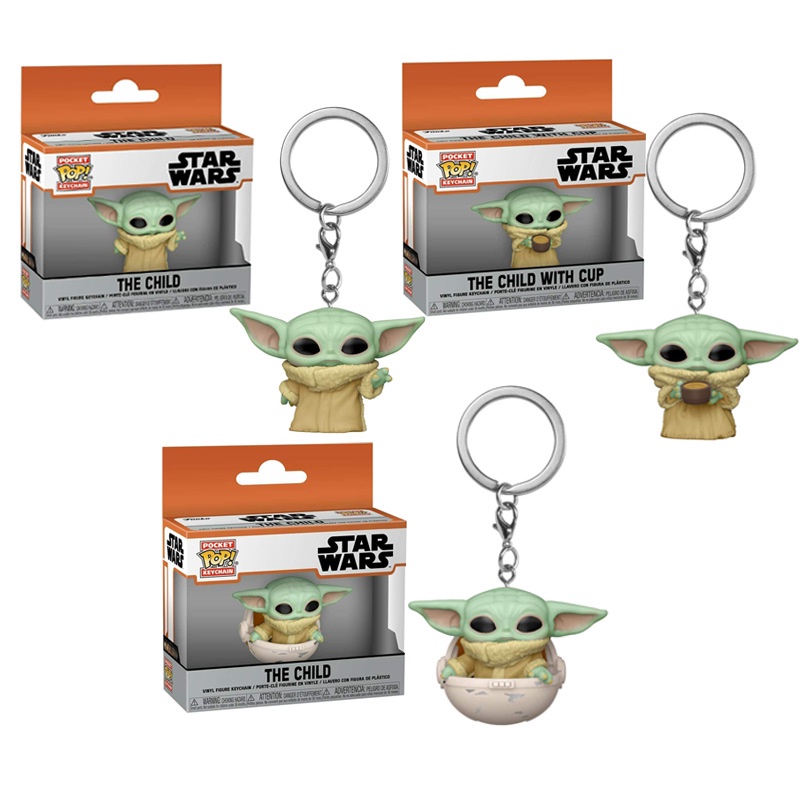 Action Figures Toys PVC Cute Baby Yoda Keychains The Mandalorian Anime ...
