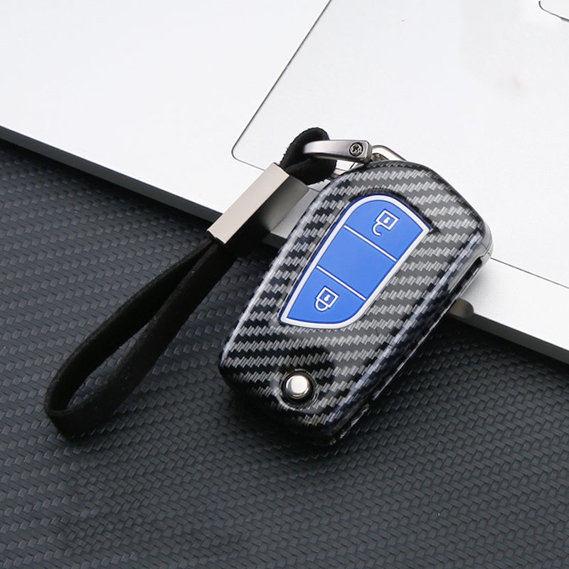 Carbon Fiber ABS Remote Car Key Holder Full Cover Case for Toyota Hilux ...