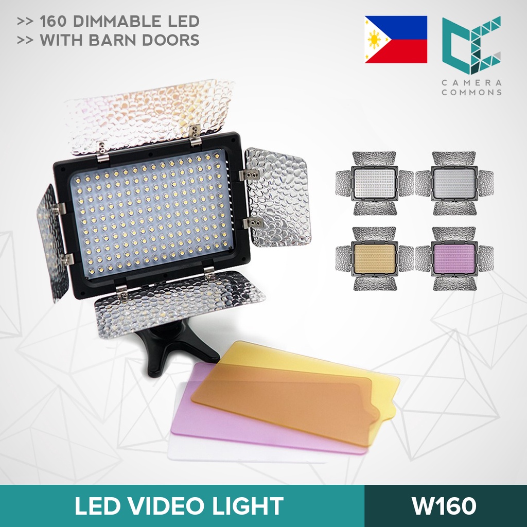 LED Video Light W160 with Barn Doors 6000k Panel for Photography Studio ...