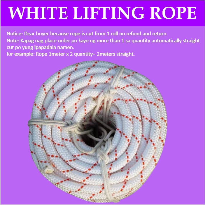 Mago 50 Meters 4-12mm White Lifting Rope Safety Rope, Braided Rope ...