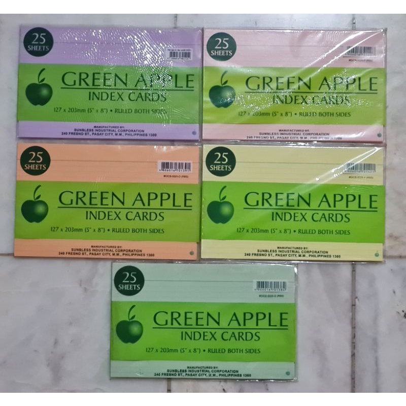 1/2 Index Card Green Apple 5x8 per Pack (25's) | Shopee Philippines
