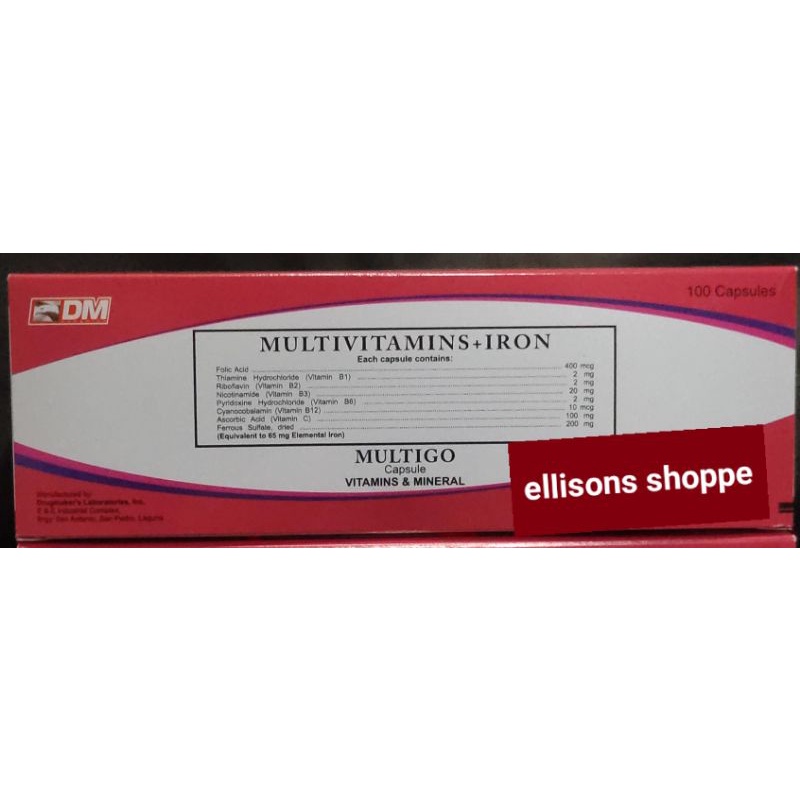 Multigo (formerly Multigrow) Vitamins and Minerals 100 Capsules ...