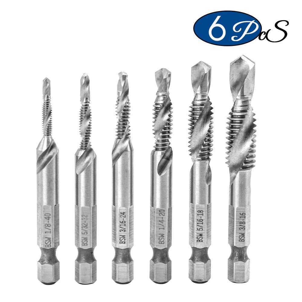 NINDEJIN Bsw Thread Screw Tap Drill Bits Set 1/8 - 5/32 Inch 3/16 1/4 ...