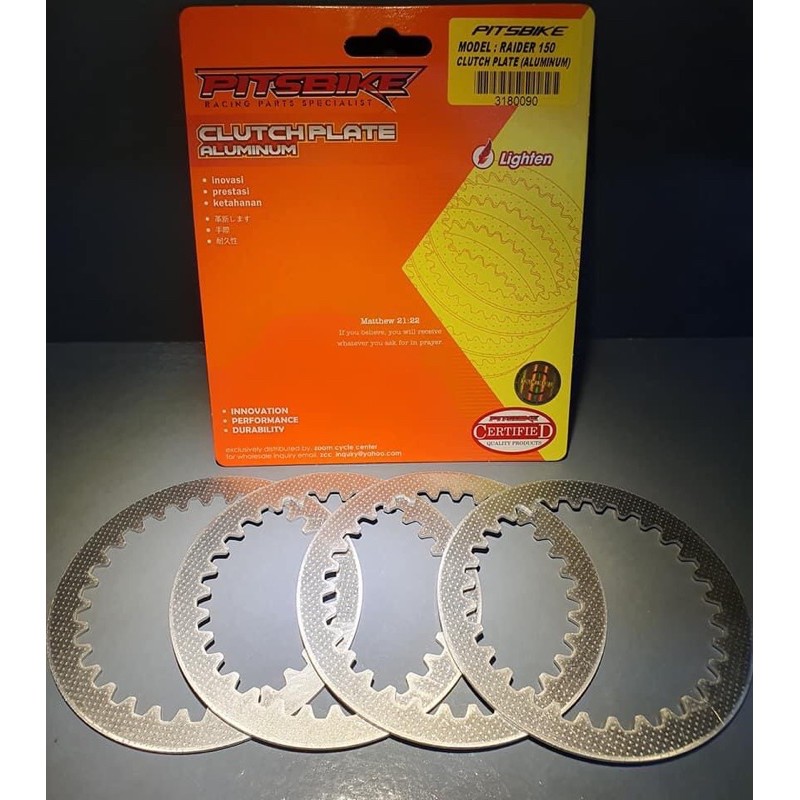 Pitsbike Clutch Plate Aluminum Raider150 carb / fi type (4pcs/pack ...