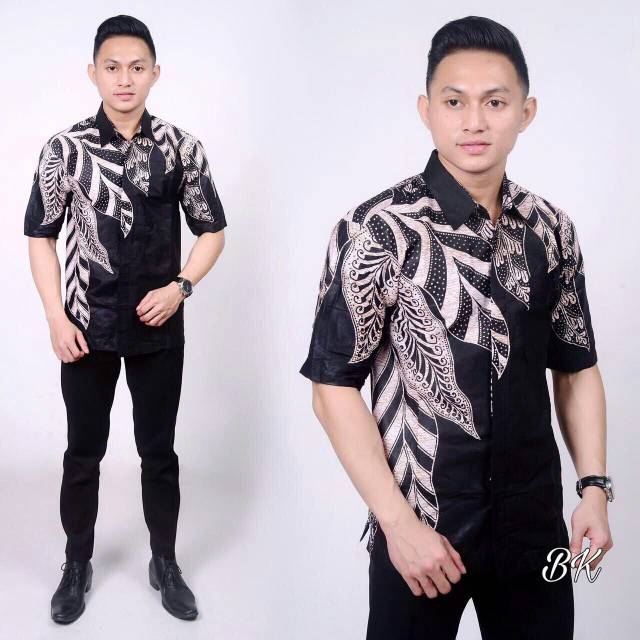 HITAM PUTIH KEMEJA Batik Work Shirt BIG SIZE JUMBO SIZE FIT XXL LD ...