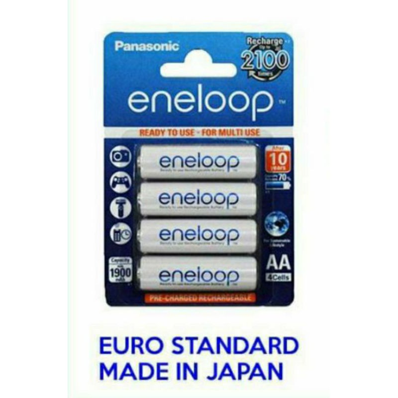 Panasonic Eneloop AA 1900mAh 2100x (Pack of 4) Made in Japan (EU ...