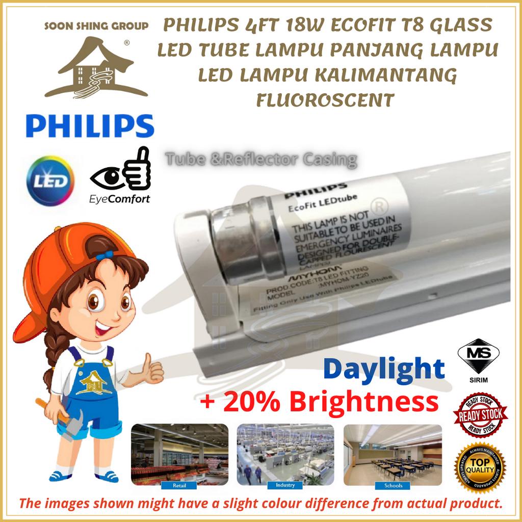 Philips 4ft 18w Ecofit T8 Glass LED Tube Lampu Panjang Lampu Led Lampu Kalimantang Fluoroscent ...