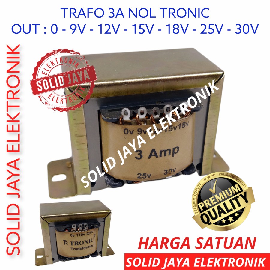 Travo TRAFO 3A ZERO 0 9V 12V 15V 18V 25V 30V TRONIC 3 A AMPER ...