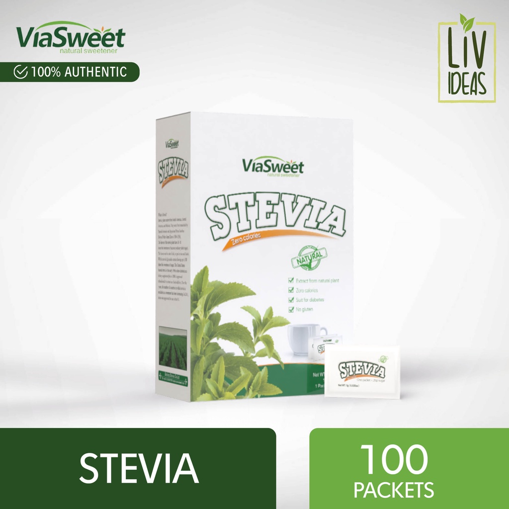 ViaSweet Stevia - Box of 100 Sachets (Keto Diet Friendly, similar to ...