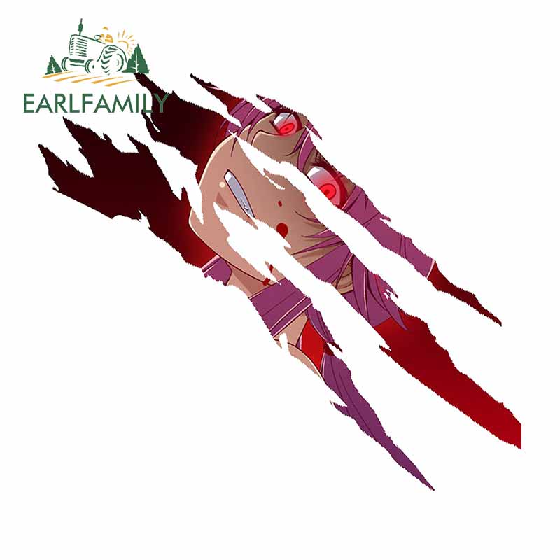 EARLFAMILY 13cm x 11.6cm Mirai Nikki Gasai Yuno Girl Anime VAN Car ...